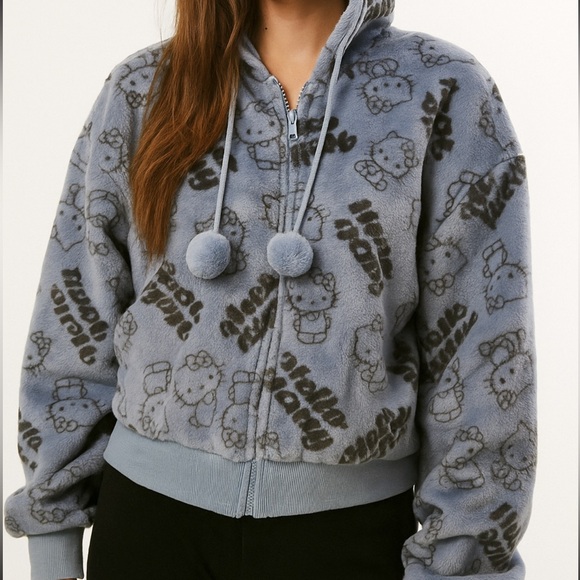 Hello Kitty | Tops | Hello Kitty Xs Sanrio Hybrid Apparel Blue Fleece ...